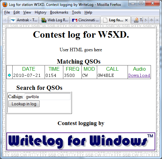 Web Log Review – WriteLog Contesting Software
